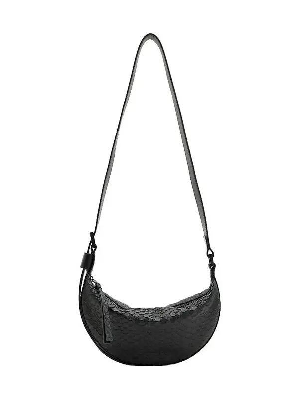 ALLSAINTS Half Moon Leather Crossbody - Black/black