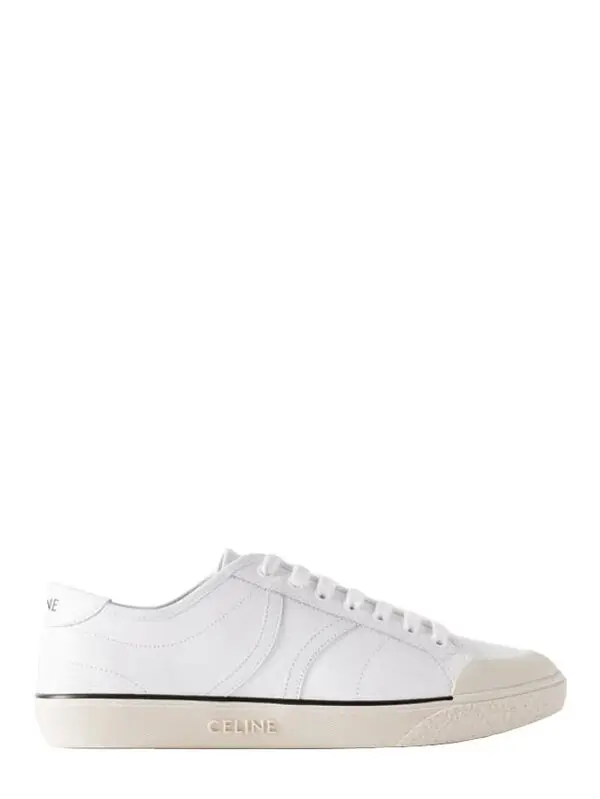 CELINE HOMME Leather Logo Print Sneakers - White