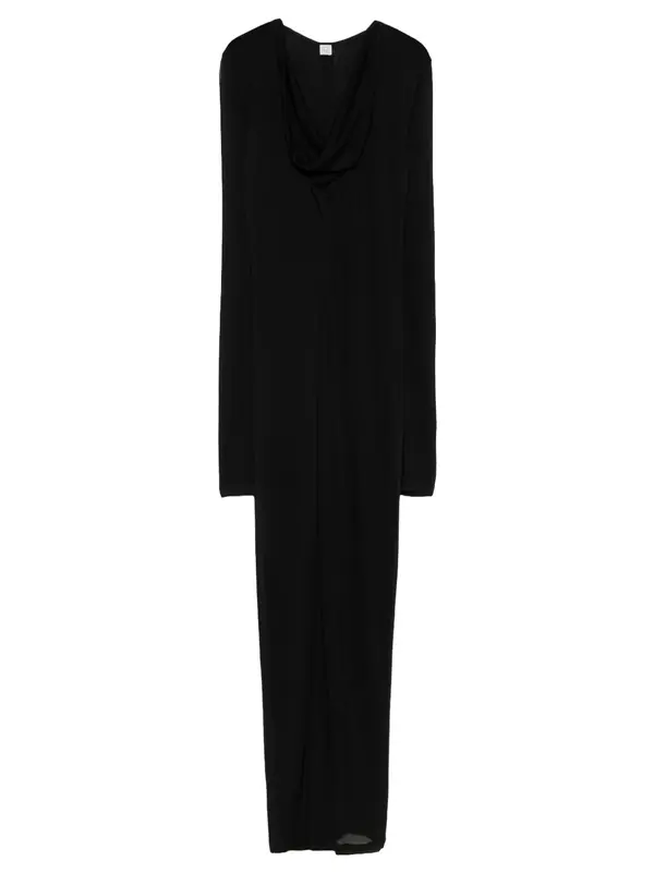 TOTÊME Draped V-neck Dress - Black