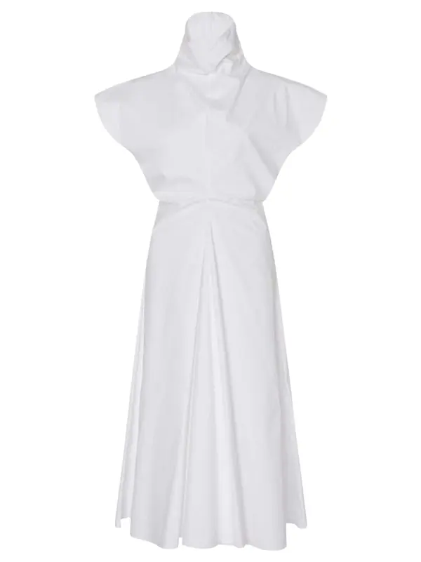 Rosetta Getty Funnel-neck Midi Dress - White