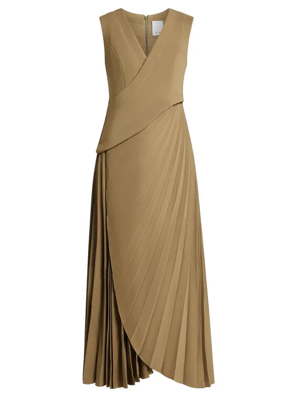 Acler Asymmetric Pleated Dress - Neutrals