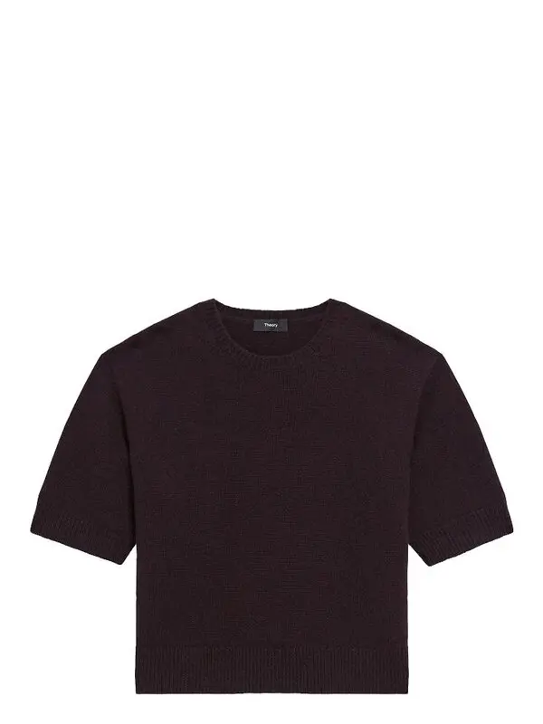 Theory Cashmere Knit Crop T-shirt - Cacao