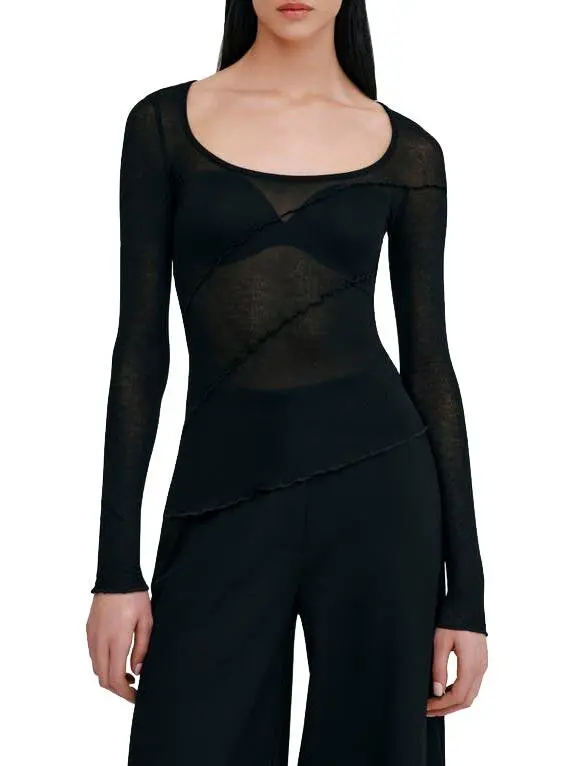 MARCELLA Melody Ruffle Seam Top - Black