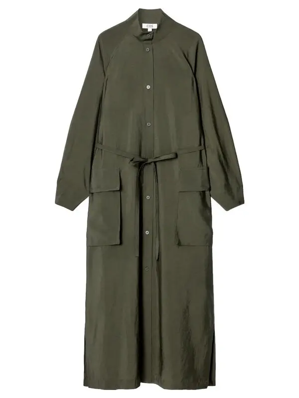 Cos Utility Belted Shirt Dress - Green