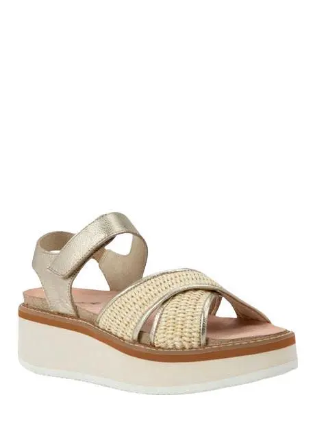 Naot Pavlova Platform Sandals - Radiant Gold/ Blonde Raffia