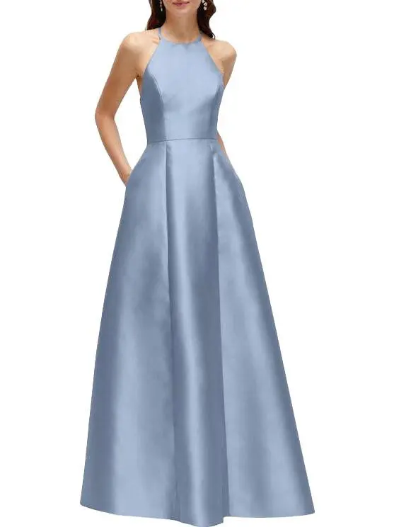 Alfred Sung A-line Satin Gown - Cloudy