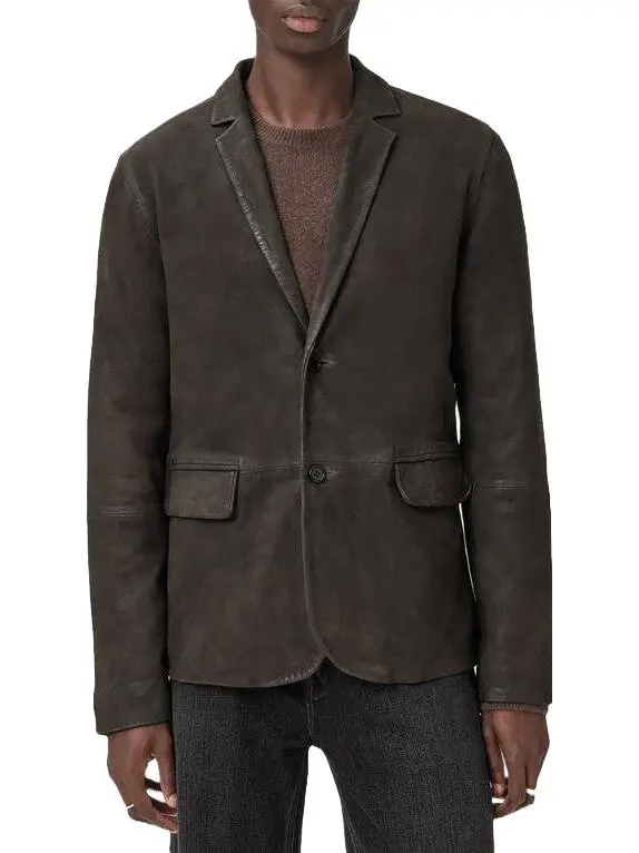 ALLSAINTS Monet Waxed Suede Blazer - Mole Brown