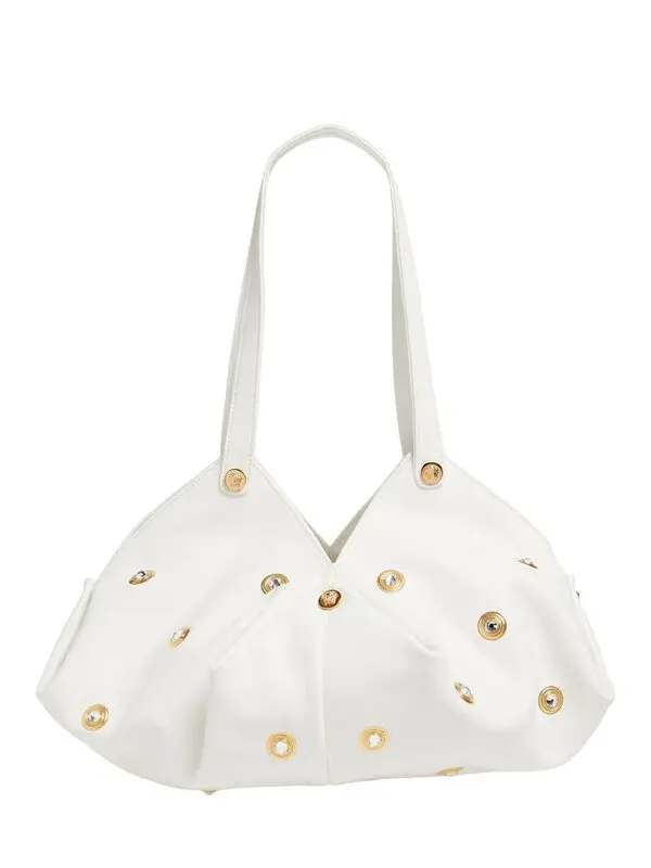 Versace Protea Leather Shoulder Bag - Porcelain White Gold