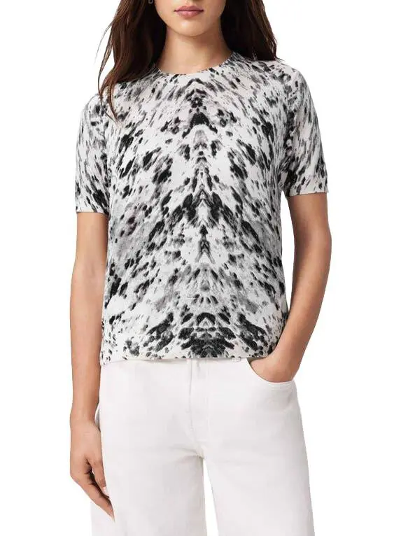 ALLSAINTS Anouk Snakeskin Merino Wool Knit Shirt - Canter Ecru White
