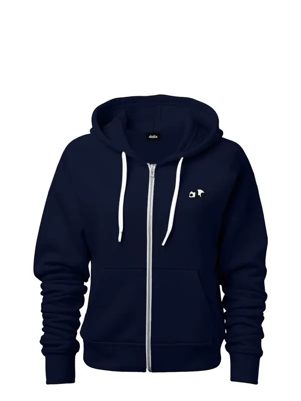 DALIX Panda Zip Up Hoodie - Navy Blue