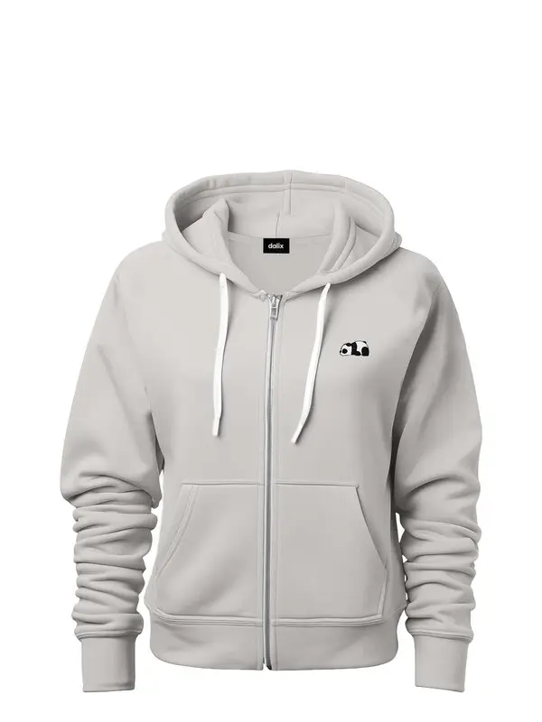 DALIX Panda Zip Up Hoodie - Silver
