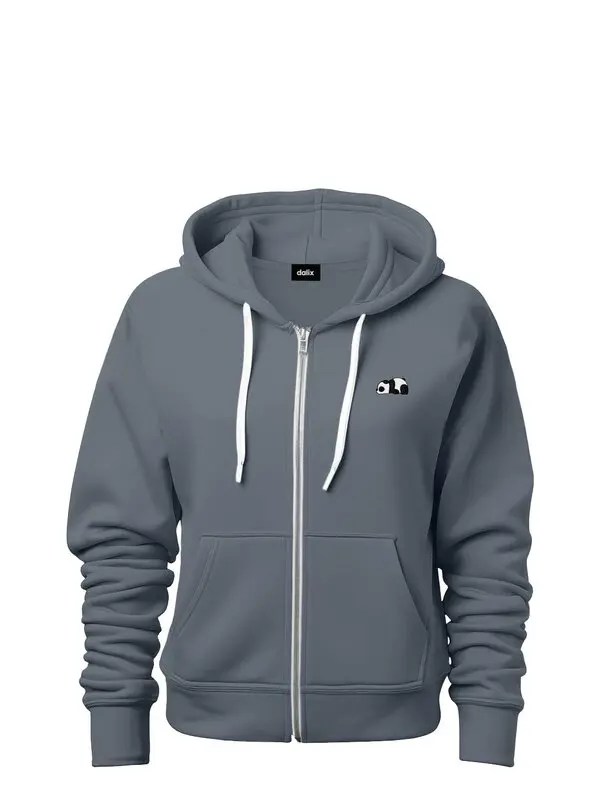 DALIX Panda Zip Up Hoodie - Steel Blue