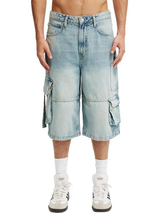COTTON ON Super Baggy Jorts - Cargo Drift Blue