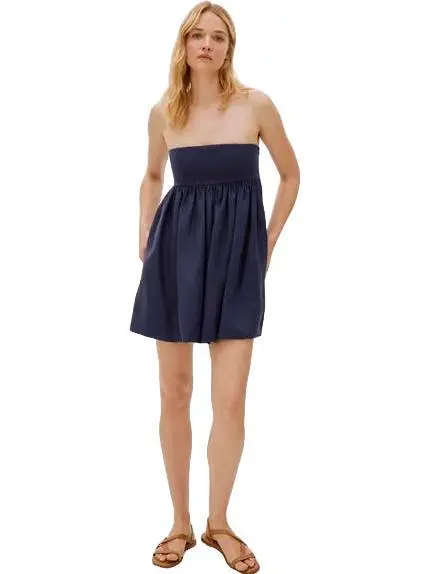 LABECA LONDON Mykono Linen Strapless Mini Dress - Navy