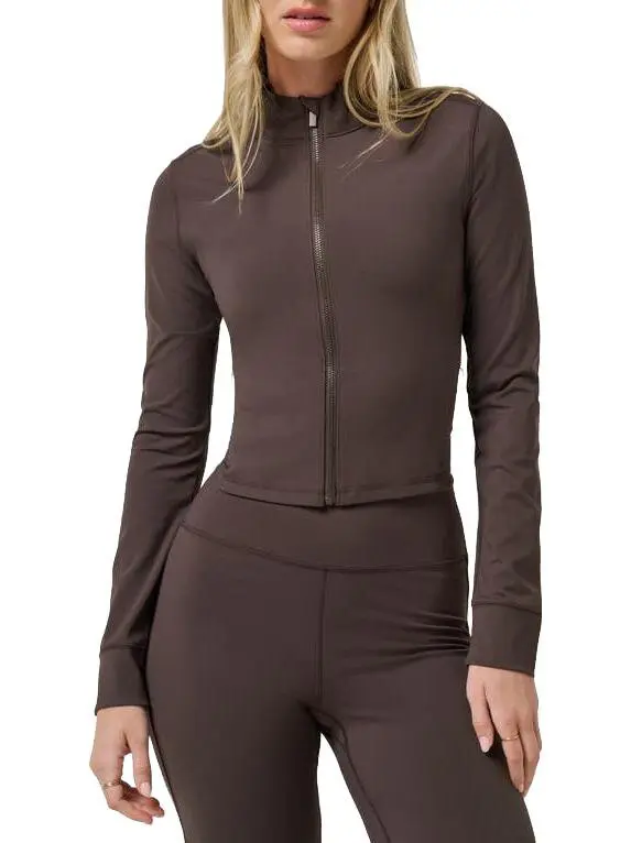 Travis Mathew Moveknit Full Zip Crop Jacket - Coffee Grounds