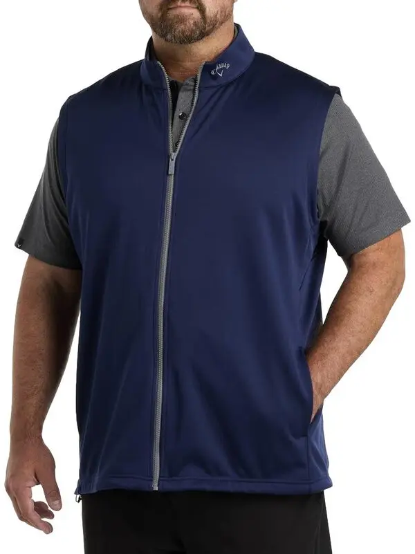 CALLAWAY Big & Tall Zip-front Fleece Vest - Peacoat
