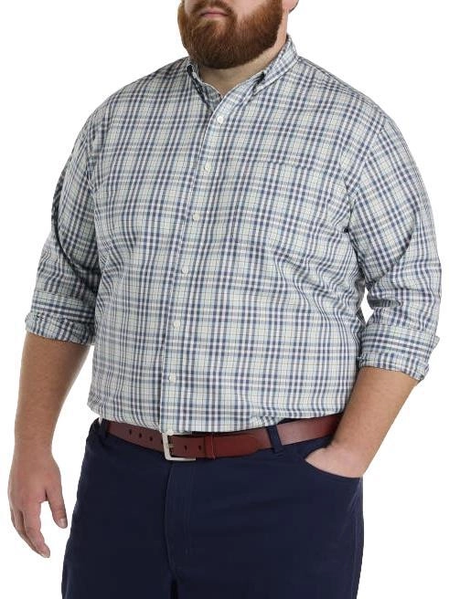 OAK HILL BY DXL Big & Tall Medium Plaid Sport Shirt - Blue Multi