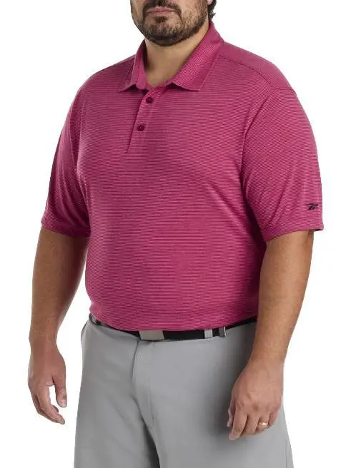 REEBOK Big & Tall Performance Classic Stripe Polo Shirt - Very Berry