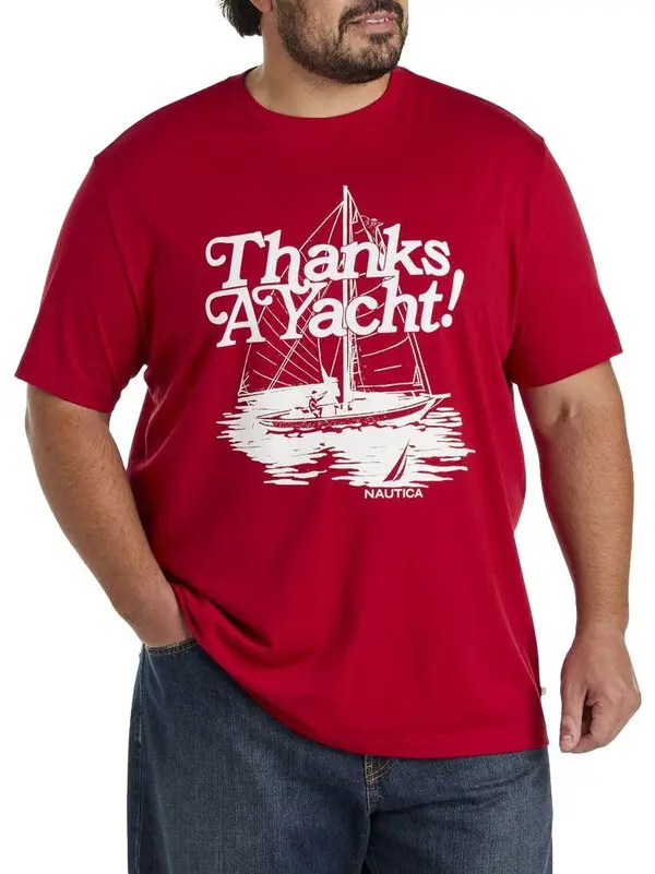 NAUTICA Big & Tall Thanks A Yacht Graphic Tee - Red