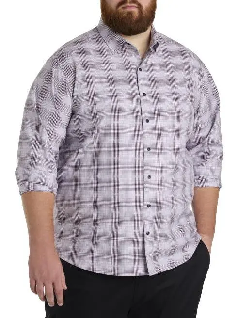 SYNRGY BY DXL Big & Tall Large Plaid Sport Shirt - Purple