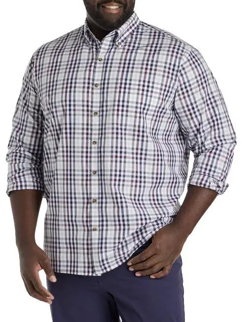 HARBOR BAY BY DXL Big & Tall Easy-care Check Sport Shirt - Grey Multi