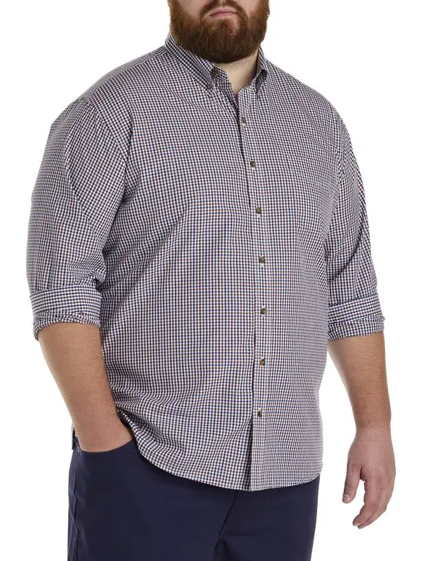 HARBOR BAY BY DXL Big & Tall Easy-care Check Sport Shirt - Blue Multi