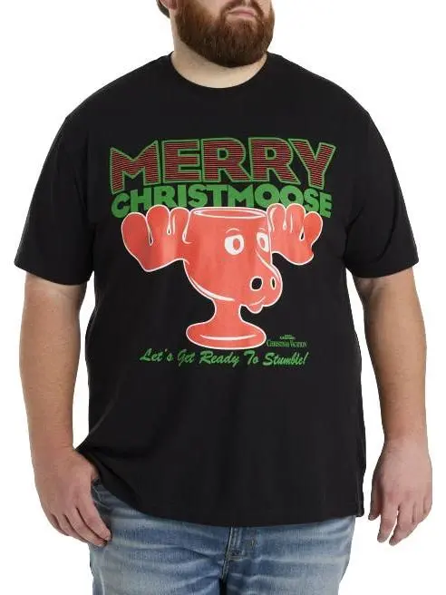 TRUE NATION BY DXL Big & Tall Griswold Merry Christmoose Graphic Tee - Black