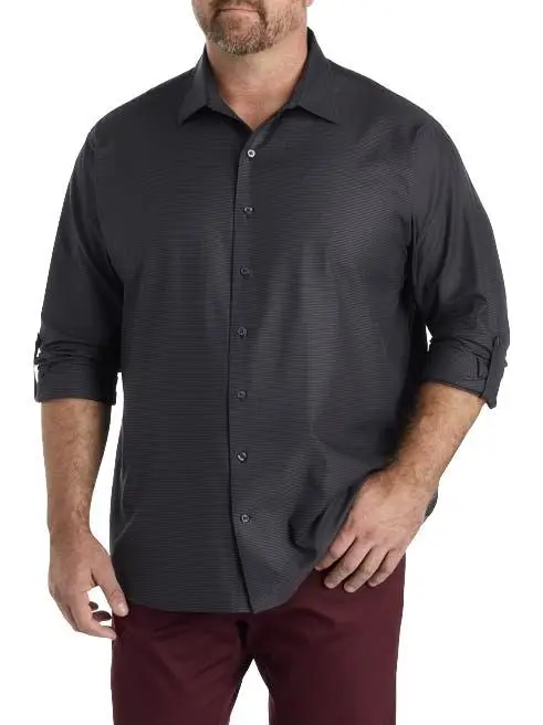 SYNRGY BY DXL Big & Tall Textured Sport Shirt - Black Grey