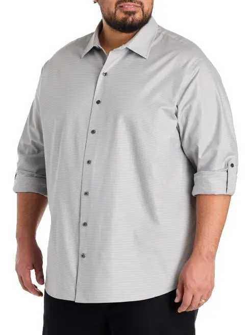 SYNRGY BY DXL Big & Tall Textured Sport Shirt - Light Grey