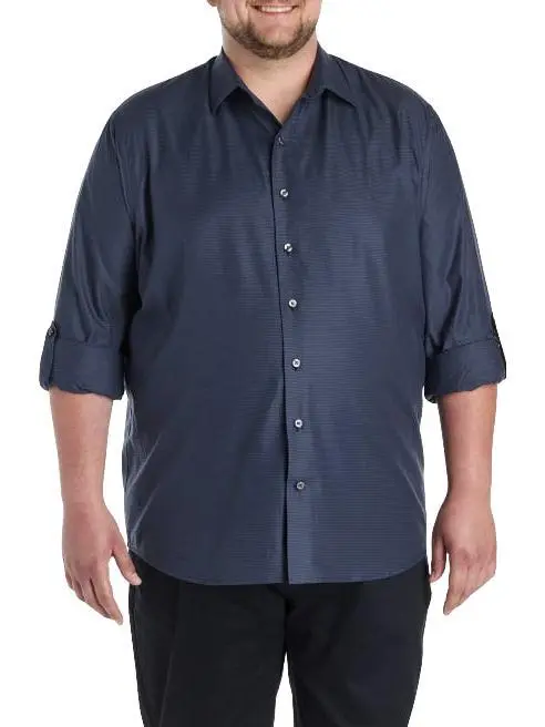 SYNRGY BY DXL Big & Tall Textured Sport Shirt - Navy