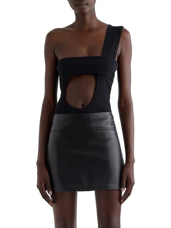 COURREGES Loop Buckle Rib Bodysuit - Black