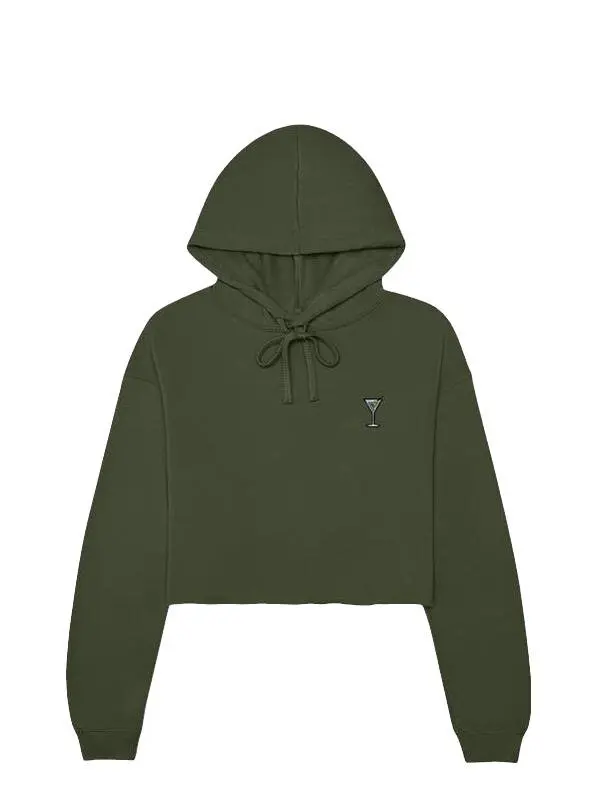 DALIX Martini Cropped Hoodie - Military Green