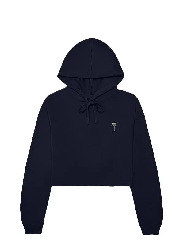 DALIX Martini Cropped Hoodie - Navy Blue