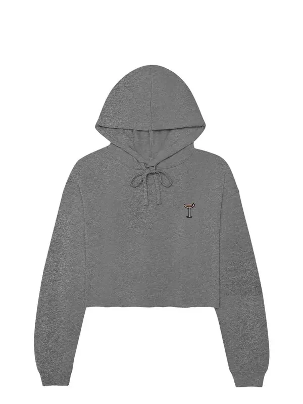 DALIX Cropped Fleece Hoodie - Military Green