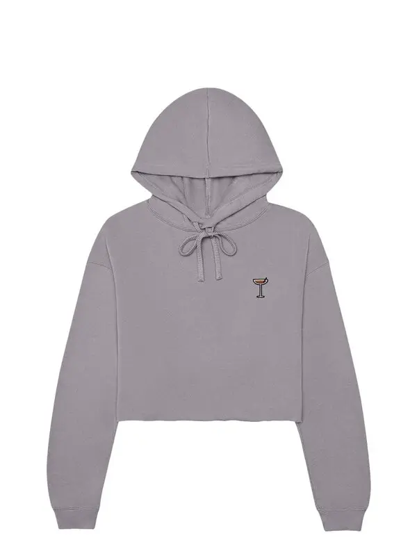 DALIX Cropped Fleece Hoodie - Storm Gray