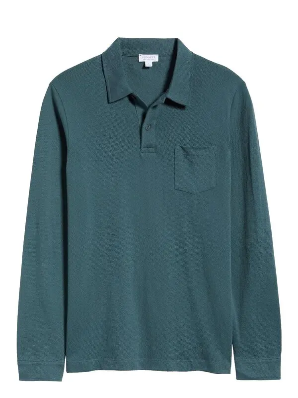 Sunspel Riviera Supima® Cotton Piqué Polo - Dark Petrol