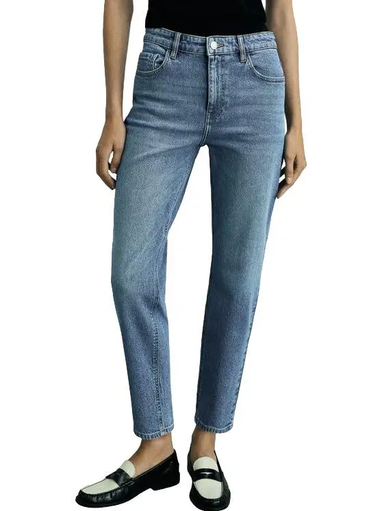 Mango Comfort High-waist Straight-leg Jeans - Medium Blue