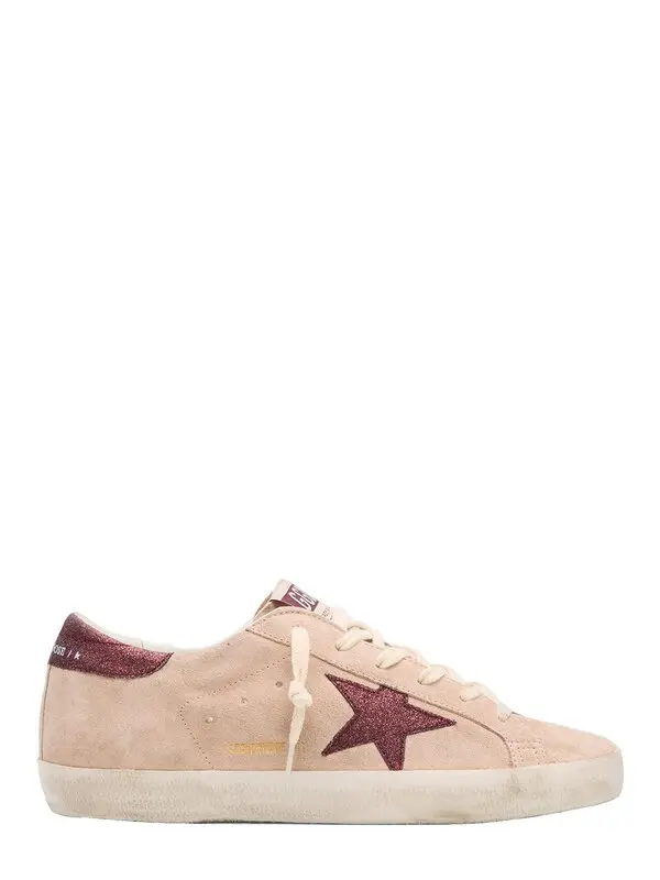 Golden Goose Super-star Glitter Suede Low-top Sneakers - Moonlightburgundy