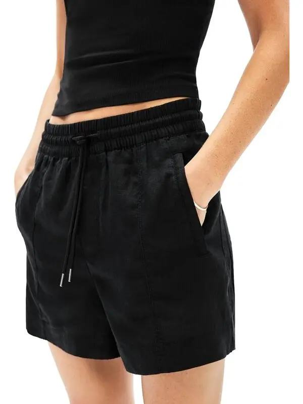Athleta Linen Mid-rise 4" Shorts - Black