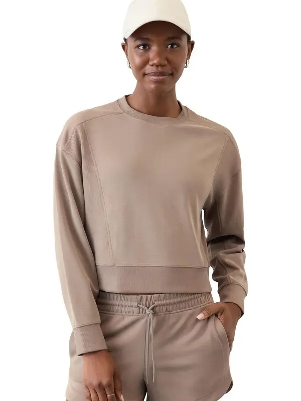 Athleta Seasoft Rib Crewneck Sweatshirt - Pyrite