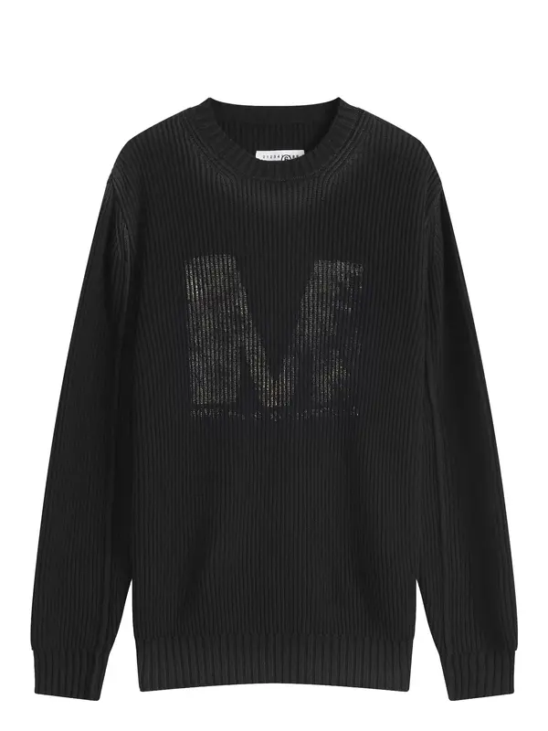 MAISON MARGIELA M Logo Knitted Jumper - Black/black