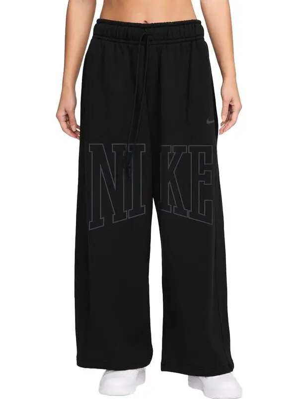 Nike Wide Leg Fleece Pants - Black