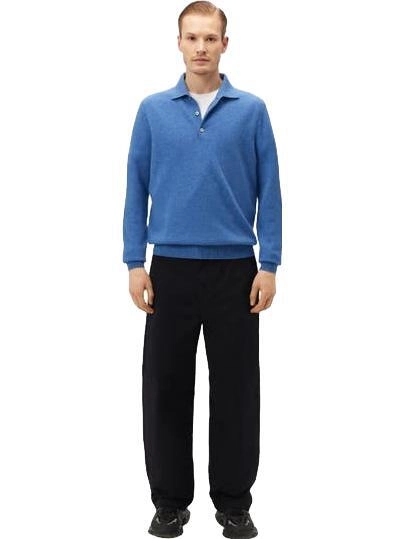 Gobi Cashmere Essential Cashmere Polo Sweater - Blue