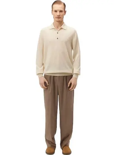 GOBI MONGOLIAN CASHMERE Essential Cashmere Polo Sweater - Off White