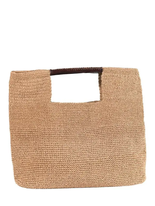 FOREVER & ALWAYS SHOES Carlotta Hand Woven Shoulder Bag - Beige