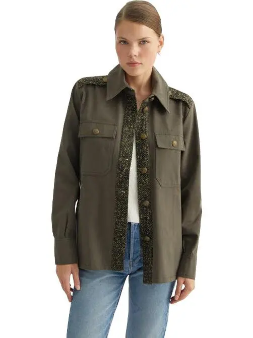 LABECA LONDON Textured Military Jacket - Khaki