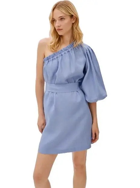 LABECA LONDON Florence Linen Mini Dress - Blue