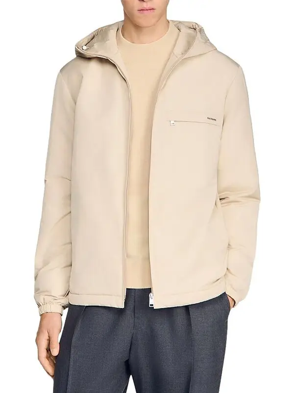 Sandro Regular Fit Nylon Windbreaker - Beige