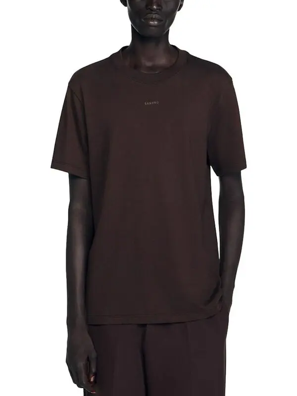 Sandro Regular Fit Logo Tee - Chocolate