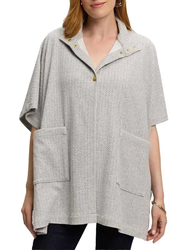 Foxcroft Aspyn Cable Stitch Knit Cape - Charcoal Heather
